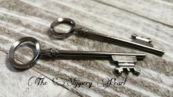 Big Key Large Skeleton Key Black Gunmetal Key Pendant | Etsy