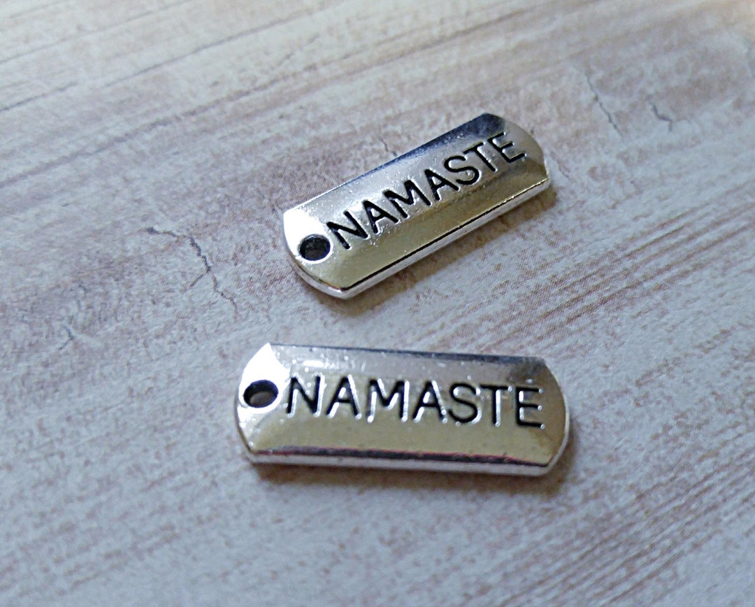Word Charms NAMASTE Charms Word Pendants Word Tags Silver Word Charms ...