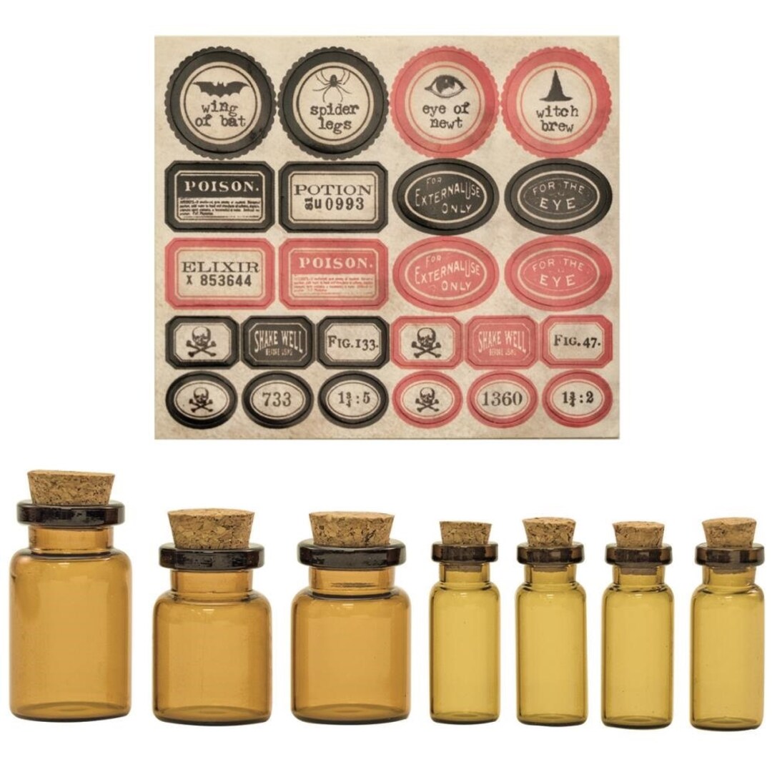 Glass Vials Brown Glass Vials With Corks Corked Vials Potion Vials ...