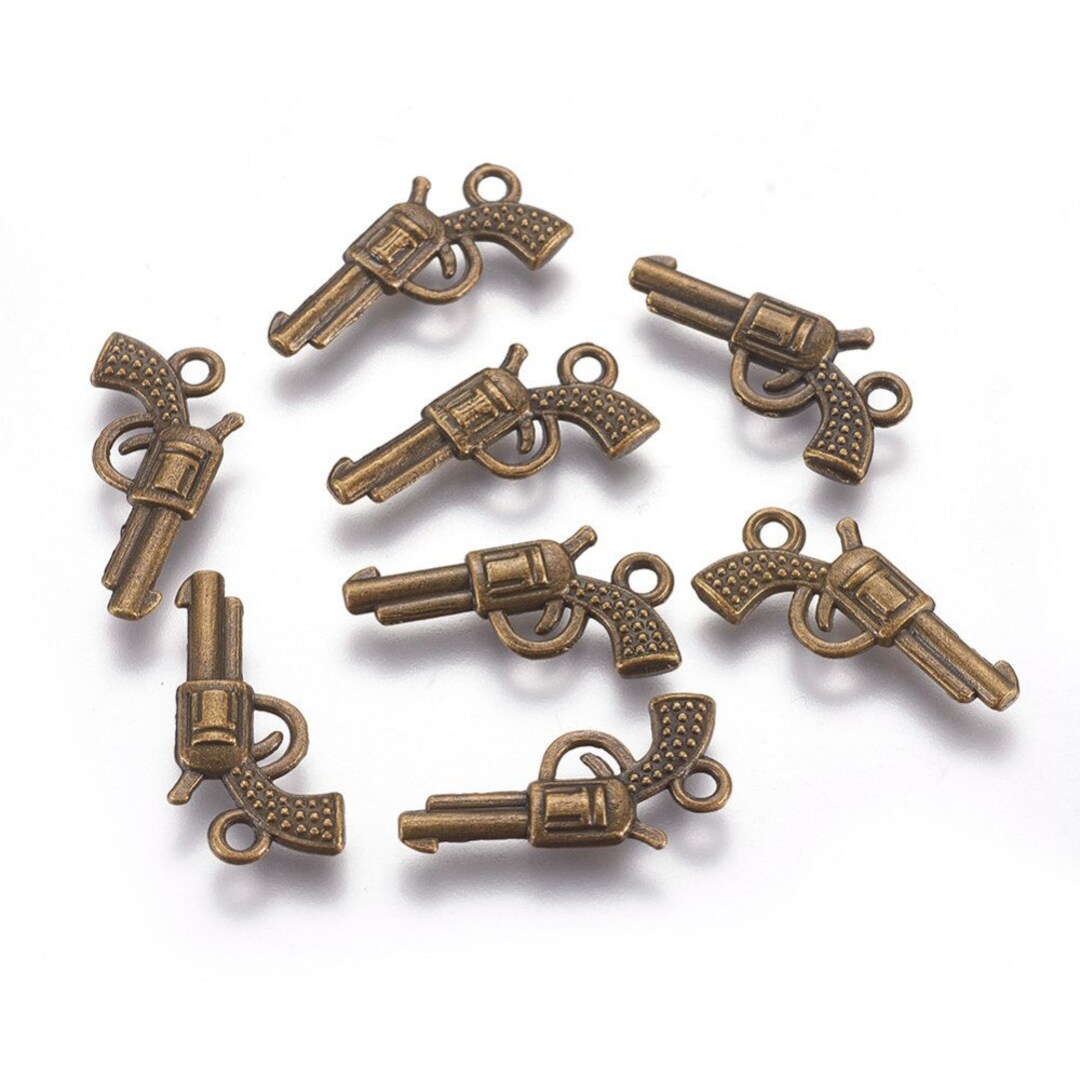 Gun Charms Bronze Gun Charms Pistol Charms Six Shooter Charms Western ...
