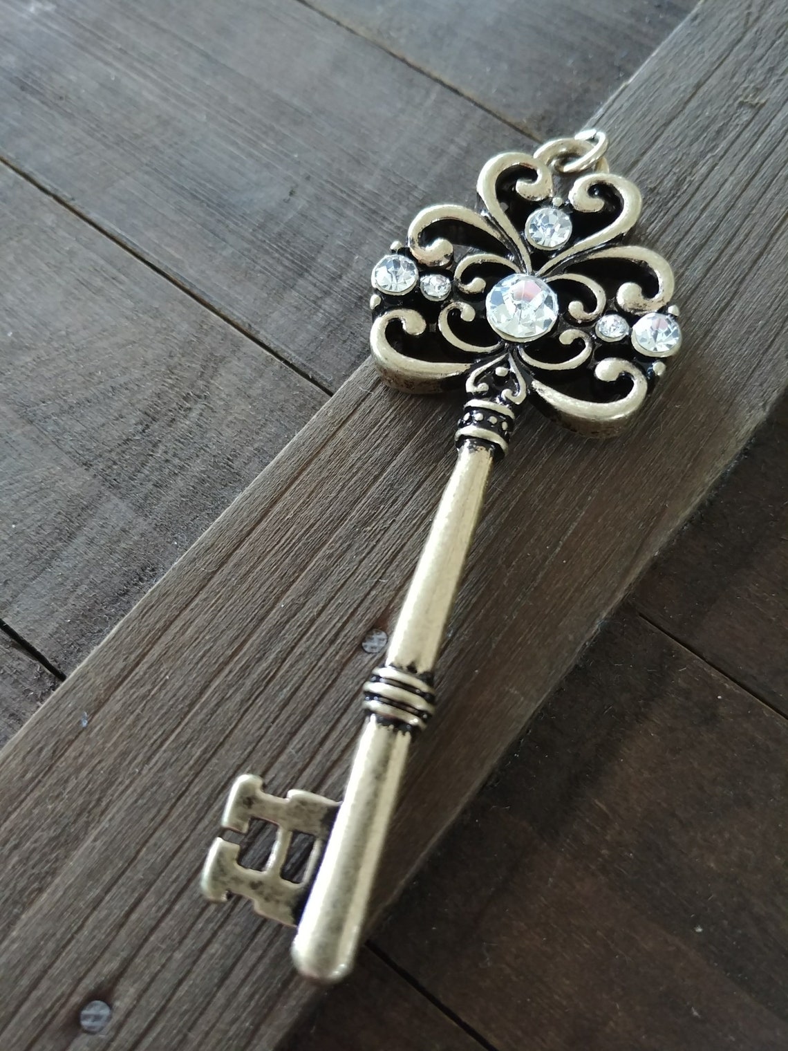 Big Key Pendant Antiqued Gold Key Skeleton Key Gold Key - Etsy