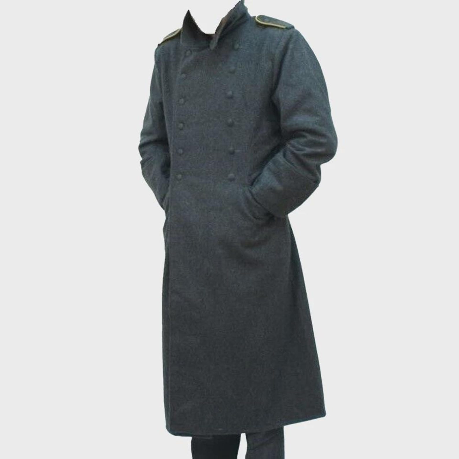 WW2 Military Overcoat Winter Greatcoat 1942 Blue Grey Wool Army Long ...