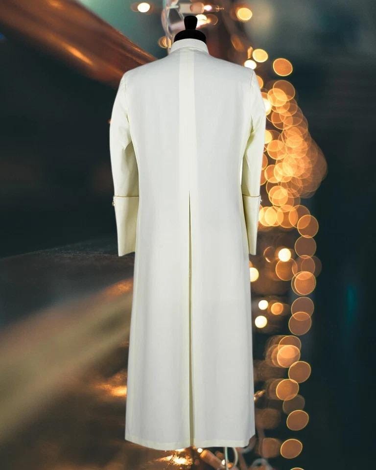Men's Cream Wool Clergy Robe: Gold Braided Cassock - Etsy