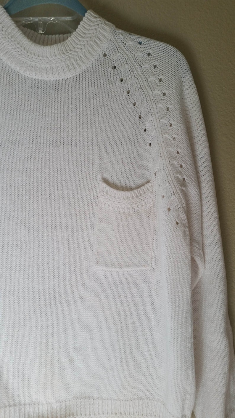 Cute White Ramie/cotton Pullover Sweater Cool Comfort Size - Etsy