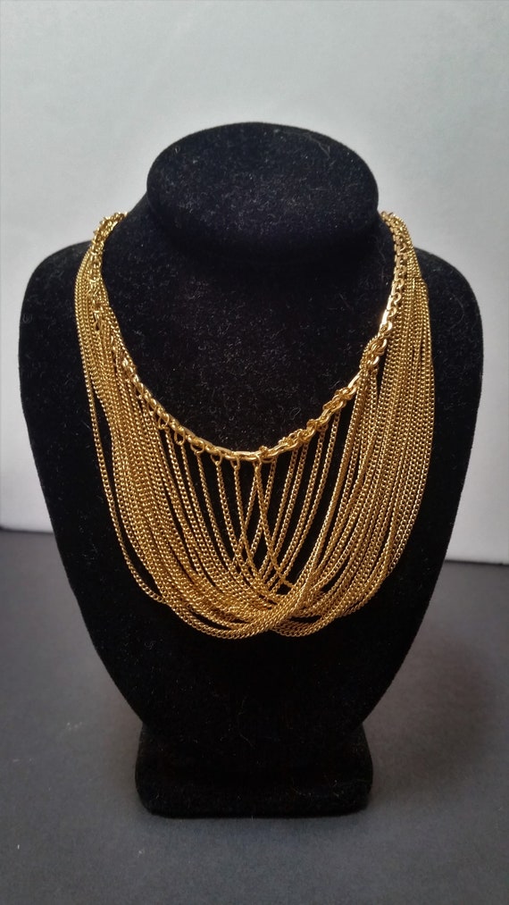 Gold Chain Necklace Draped Chains | Etsy