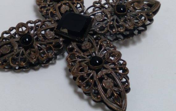 Victorian Mourning Funeral Brooch / pin, Black OYNX a… - Gem