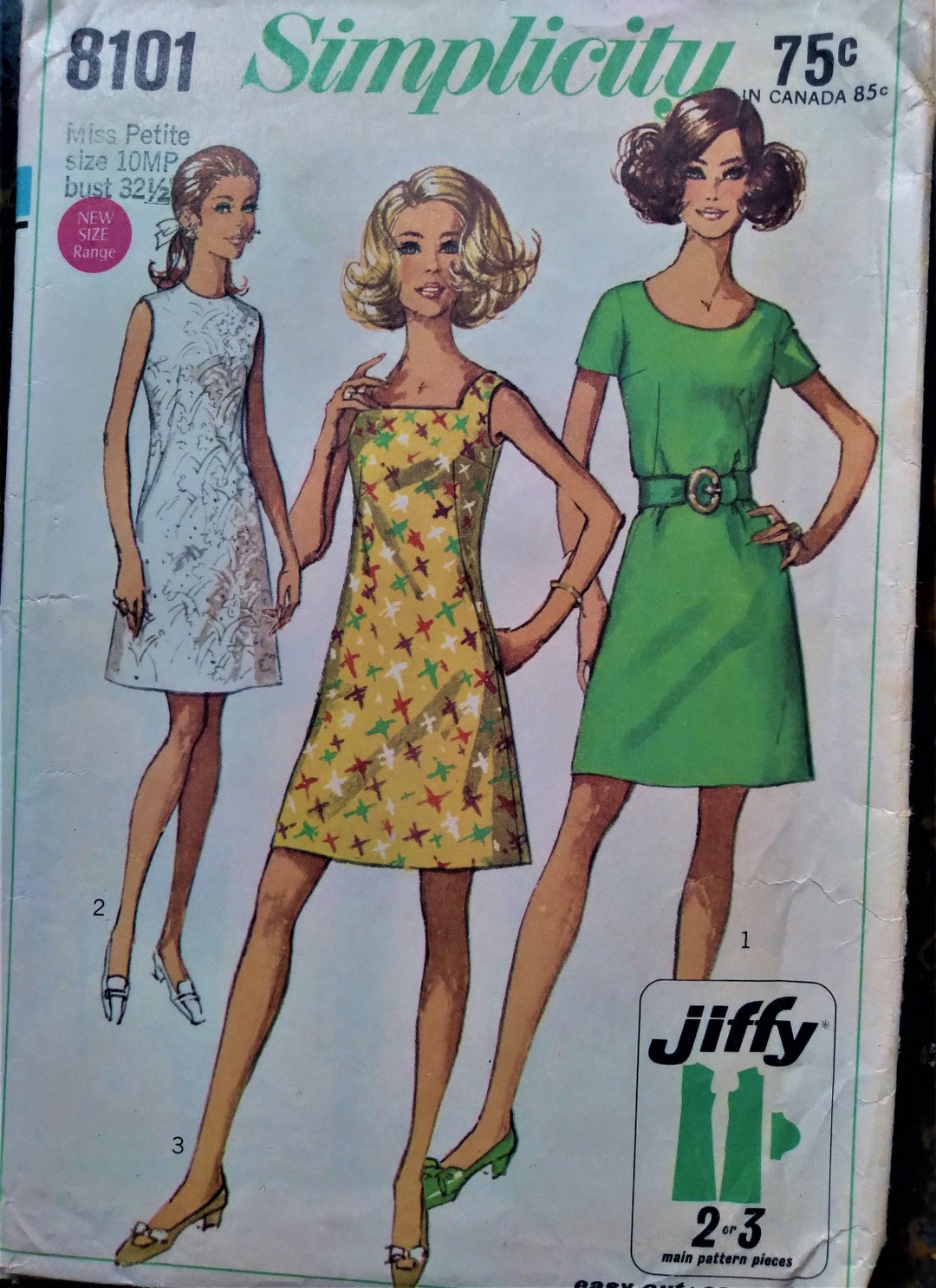 Vintage 1969 SIMPLICITY Sewing Pattern #8101, Size 10 Miss Petite ...