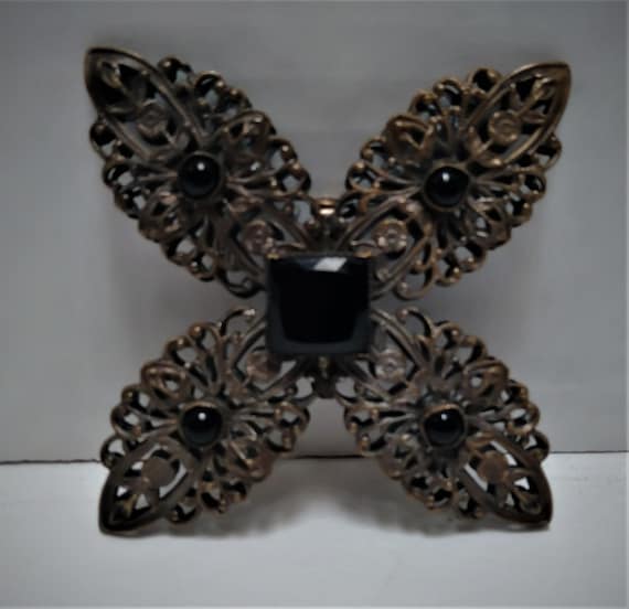 Victorian Mourning Funeral Brooch / pin, Black OYNX a… - Gem