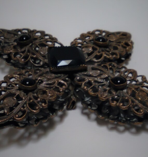 Victorian Mourning Funeral Brooch / pin, Black OYNX a… - Gem