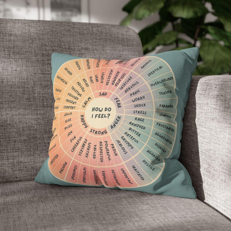 Feelings Wheel Pillow, Emotions Wheel Pillow Gift for Therapy Office ...
