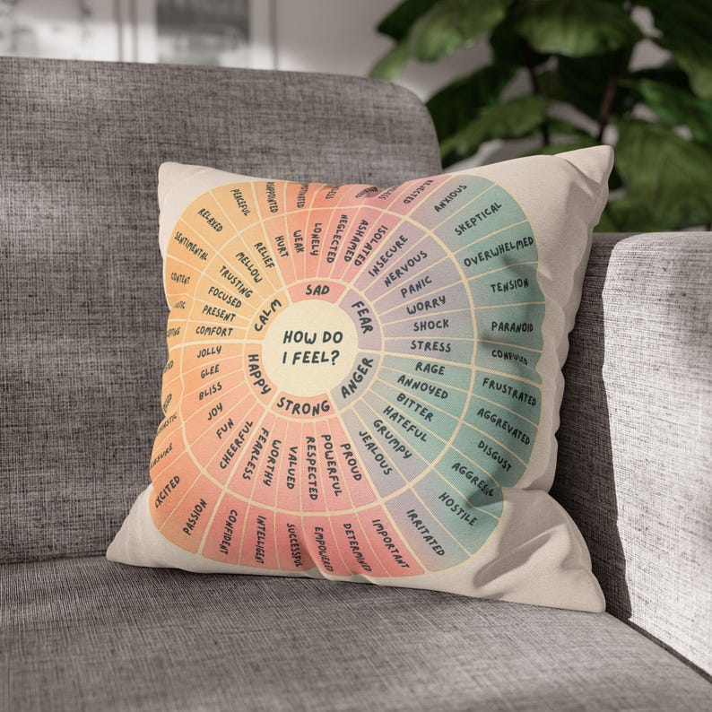 Feelings Wheel Pillow, Emotions Wheel Pillow Gift for Therapy Office ...