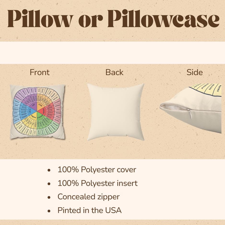 Emotions Feelings Wheel Pillow, Therapist Office Decor, Psychologist ...