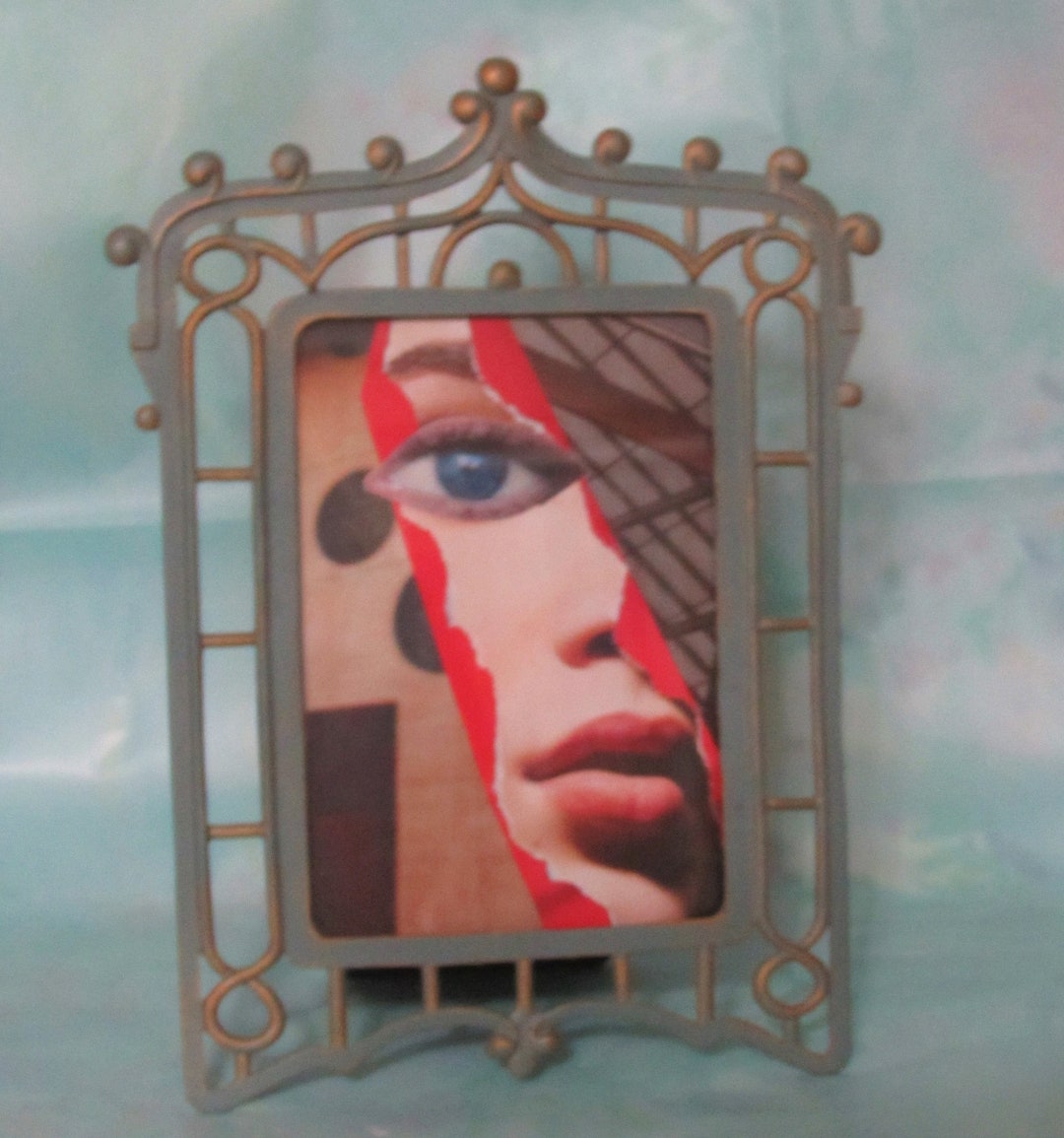 Original Collage torn in Vintage Photo Frame 8x6 Shelf Art Desk Art ...