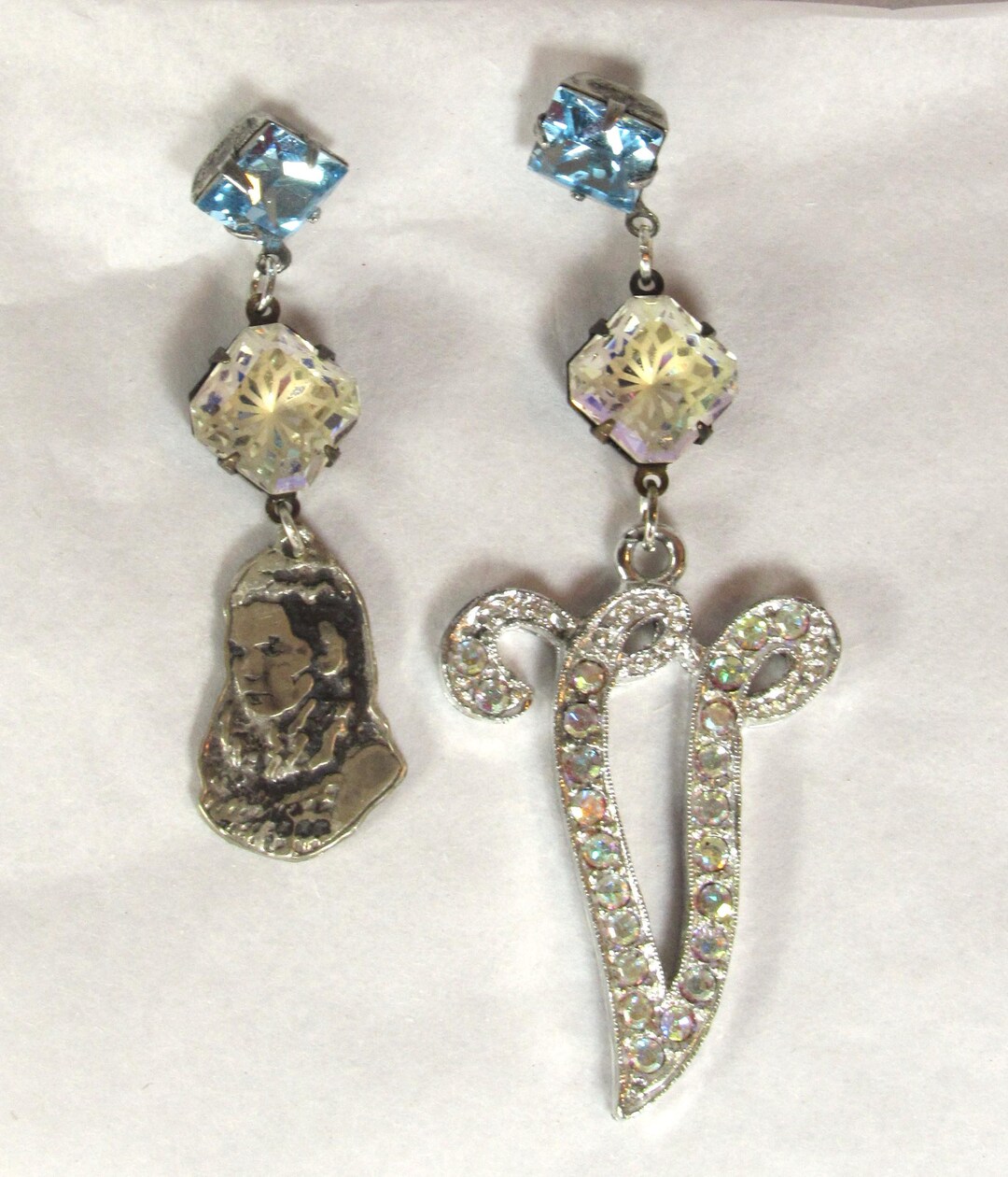 V for Victoria Winters Dark Shadows Earrings Aquamarine Blue + Flower ...