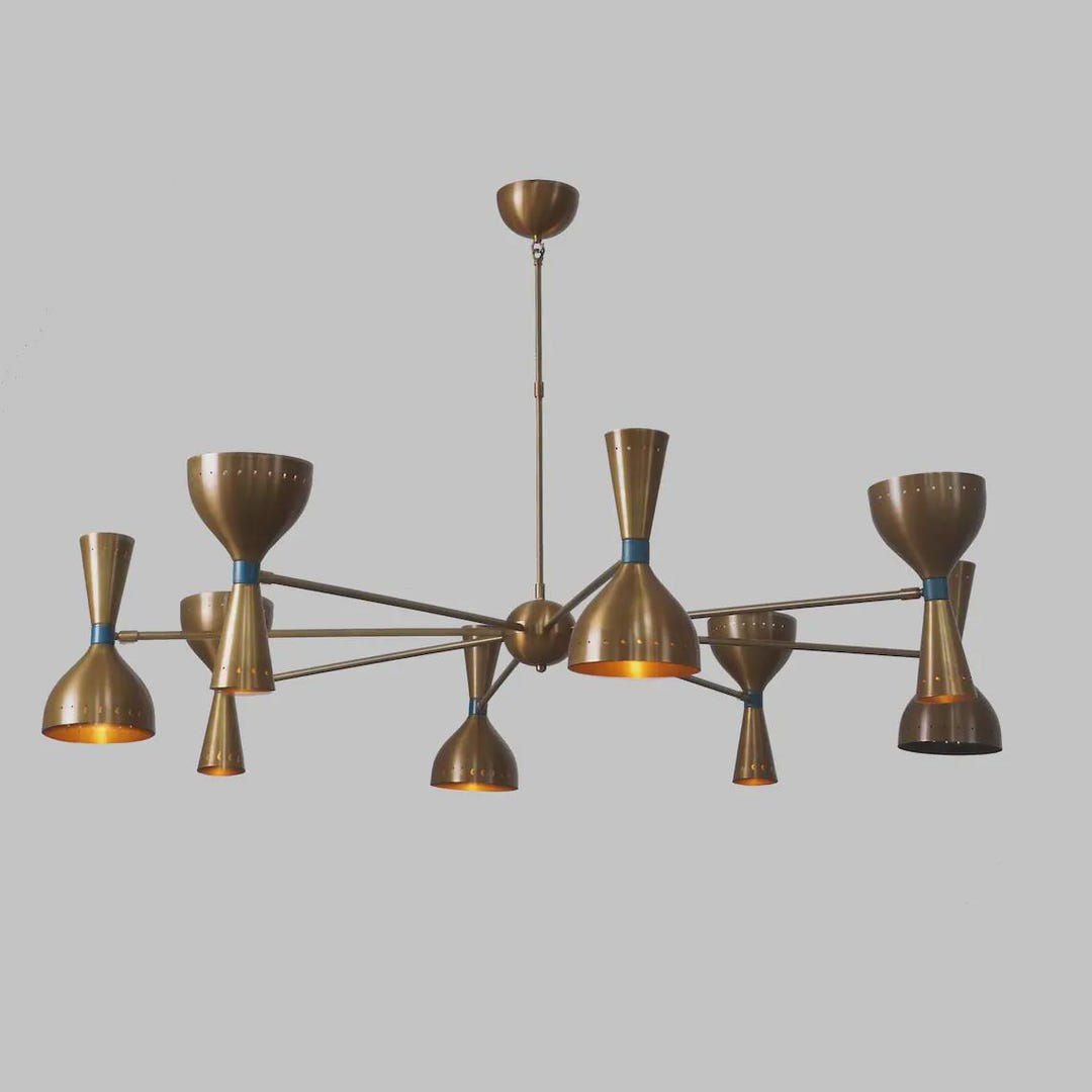 Mid Century Modern Sputnik Chandelier– Stilnovo Inspired Brass Pendant ...