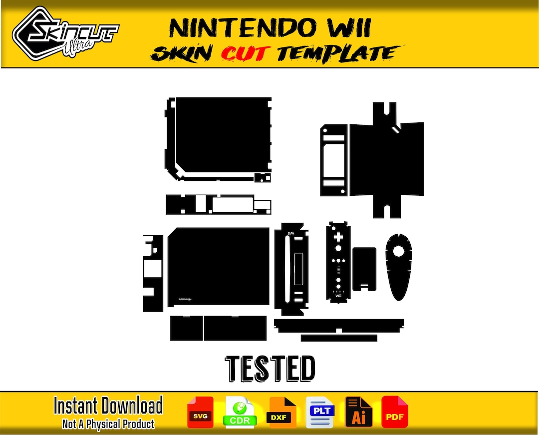 Nintendo Wii Skin Vector Template File Skin Die Cut Layout Nintendo Wii ...