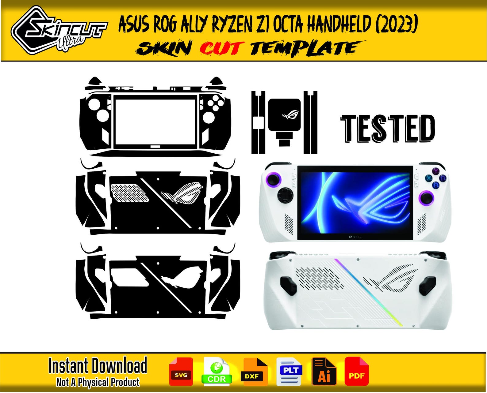 Asus ROG Ally Ryzen Z1 Skin Cut File Skin Vector Template Layout Skin ...