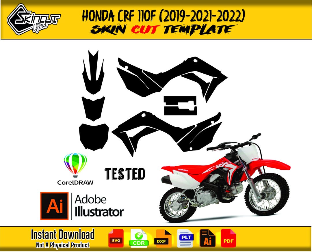 Honda CRF 110F 2019 2021 2022 Skin Vector Template File Skin Die Cut ...