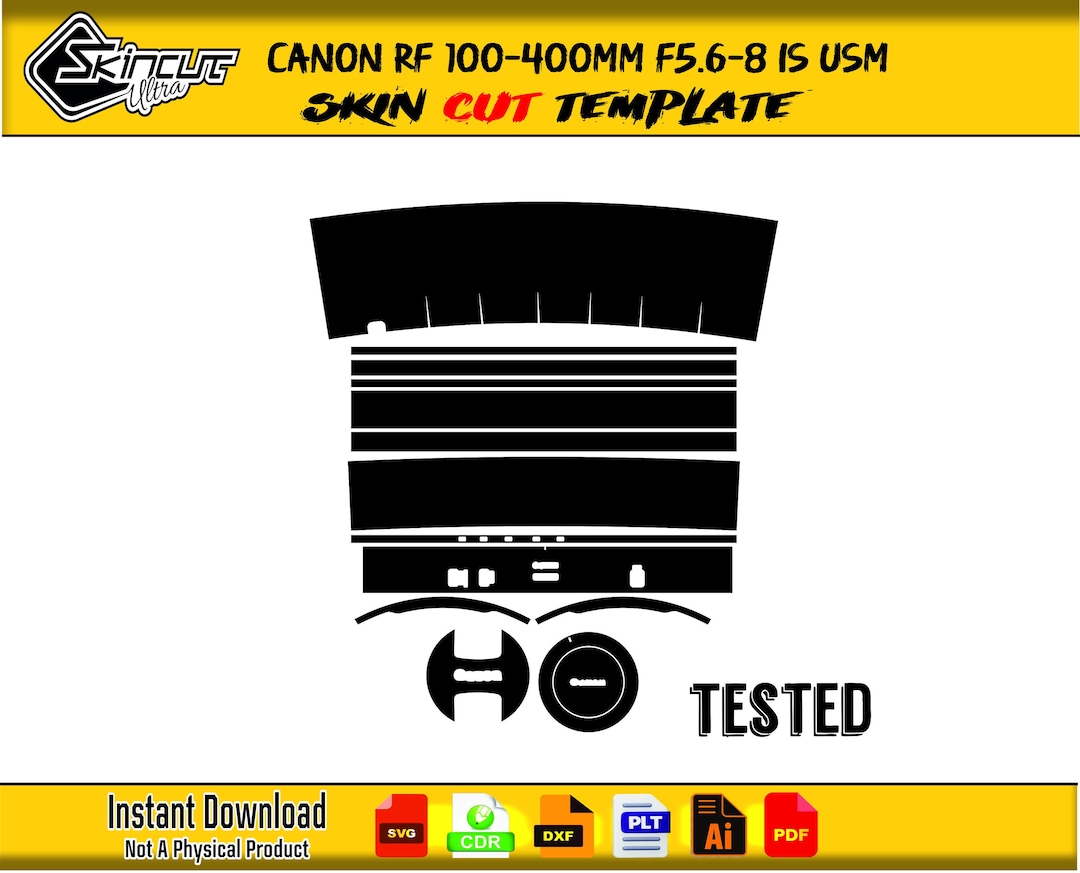 Canon RF 100 400mm F5.6-8 IS Usm Skin Vector Template File Skin Die Cut ...