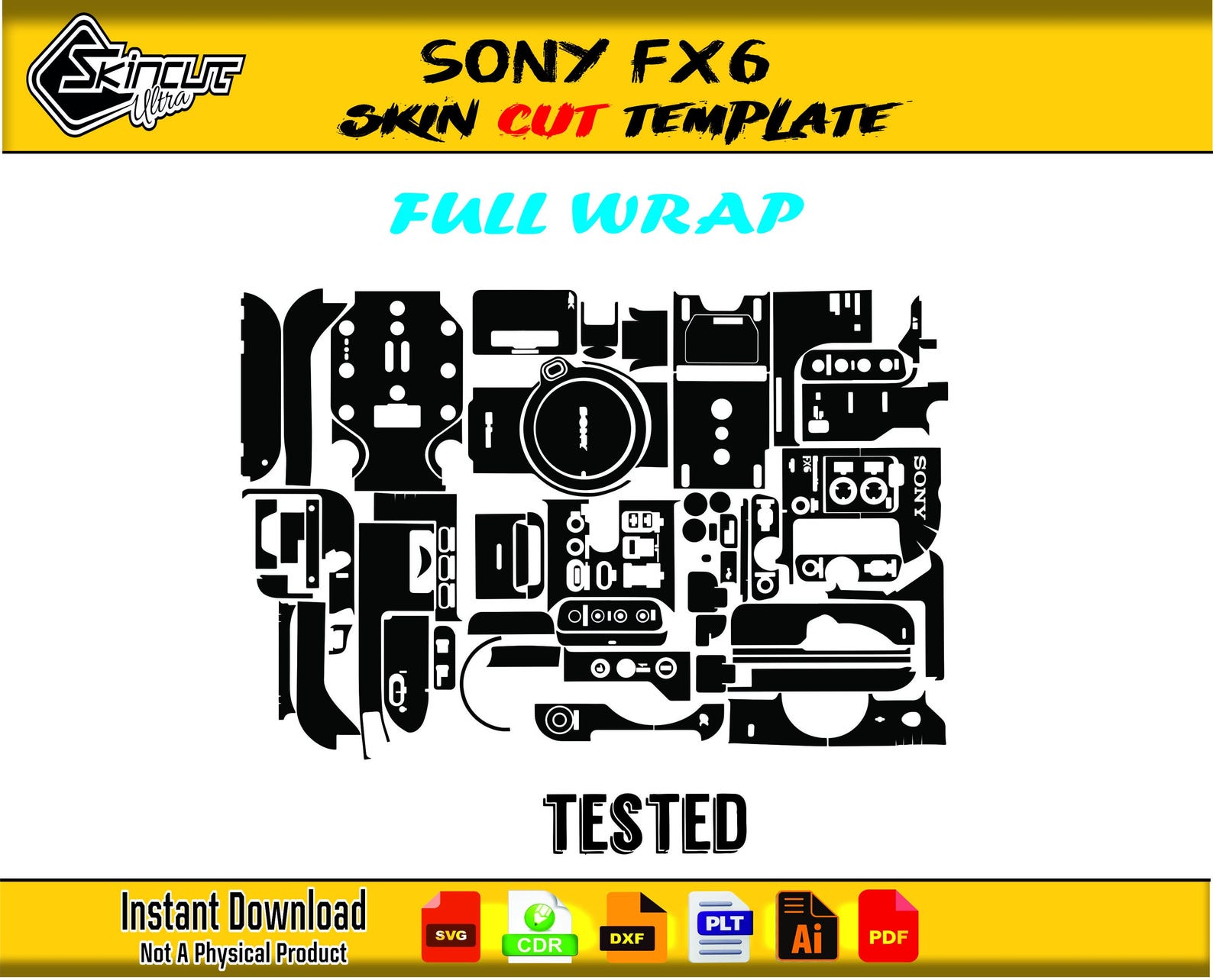 Sony FX6 Skin Template Vector Skin Layout Skin Die Cuts File Svg Skin ...