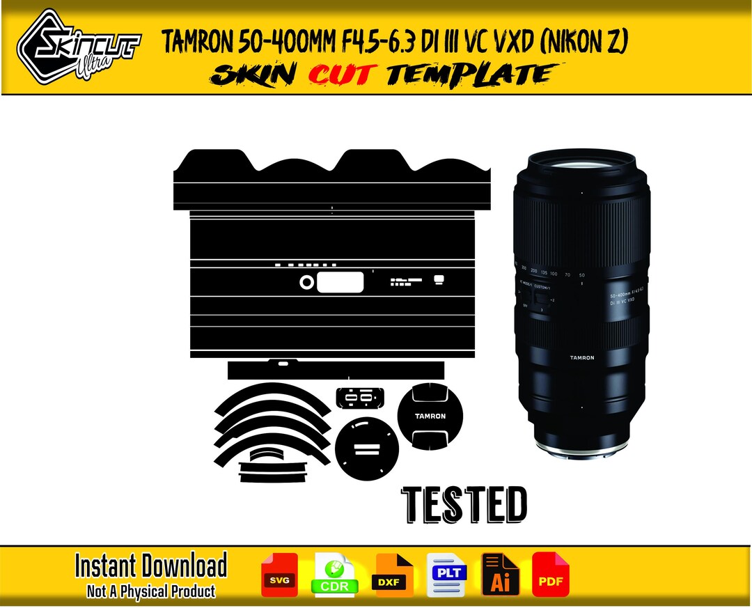 TAMRON 50 400mm F4.5-6.3 Di III Vc VXD Nikon Z Skin Template Vector ...