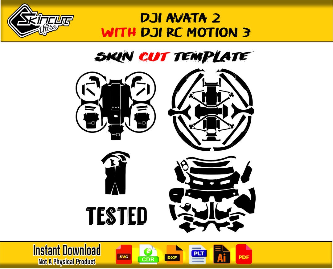 DJI Avata 2 Skin Vector Template File Skin Die Cut Layout Template Svg ...