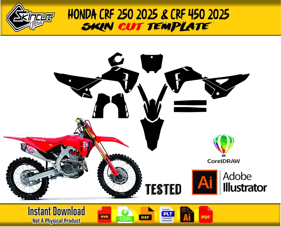 Honda CRF 250 450 2025 Skin Vector Template File Skin Die Cut Layout ...