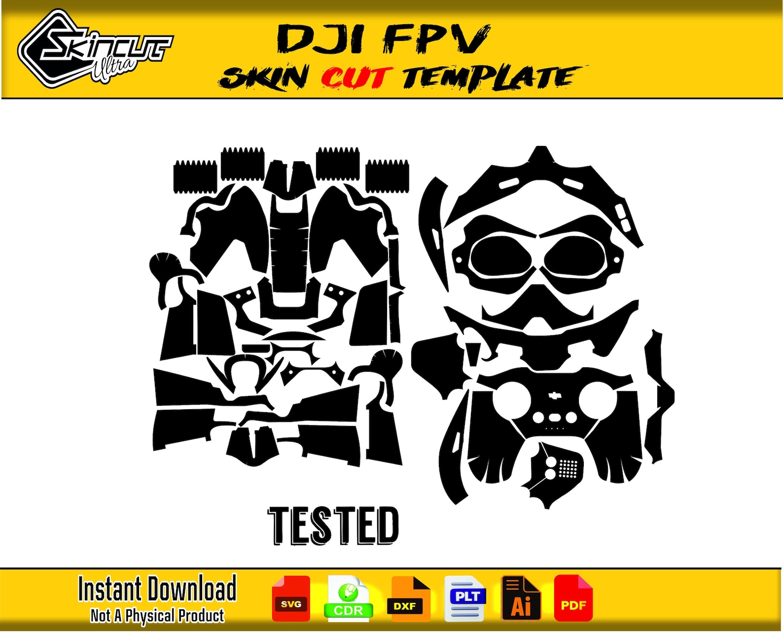 DJI FPV Skin Template Vector Skin Layout Skin Die Cuts File Svg Skin ...