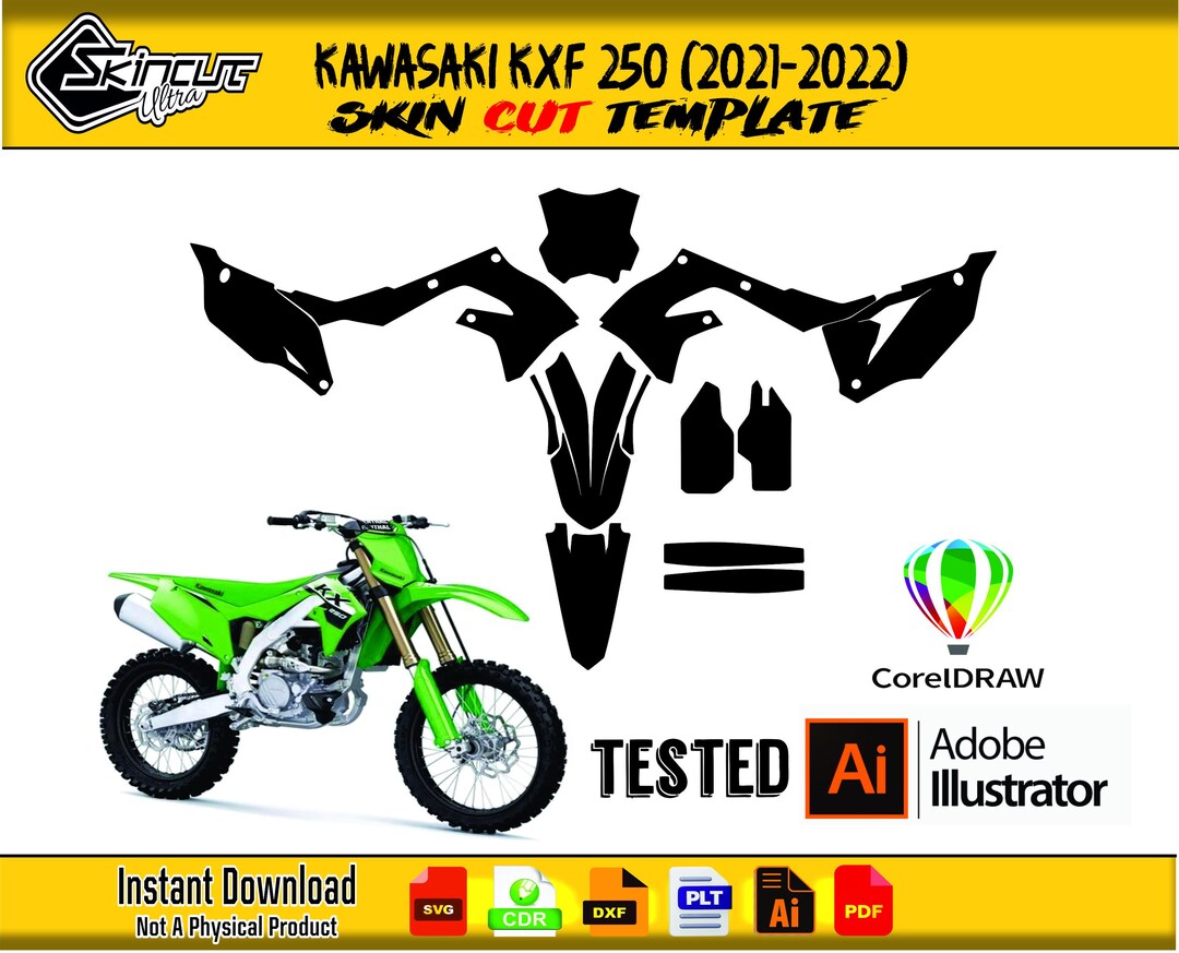 KAWASAKI KXF 250 2021-2022 Skin Vector Template File Skin Die Cut ...