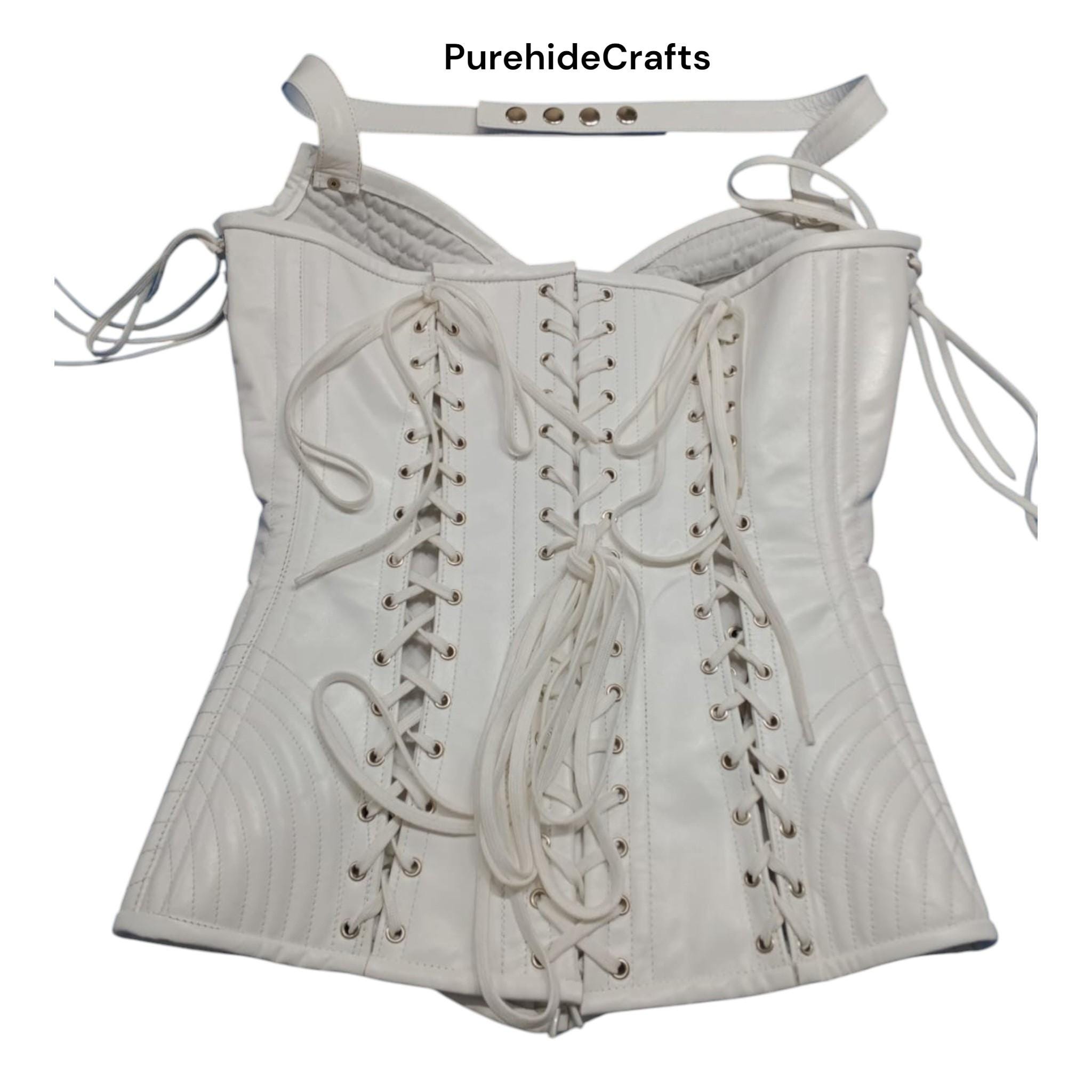 Steel Boned Sheep Leather Overbust Corset for Women's: Waist Training ...