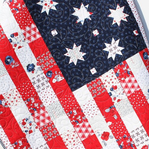 American Flag Quilt Faux Patchwork Home Decor Patriotic USA - Etsy