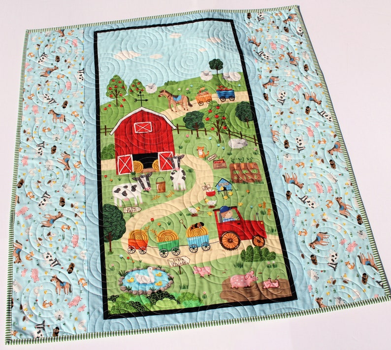 Farm Quilt Barnyard Animals Baby Blanket Boy or Girl Ranch Country ...
