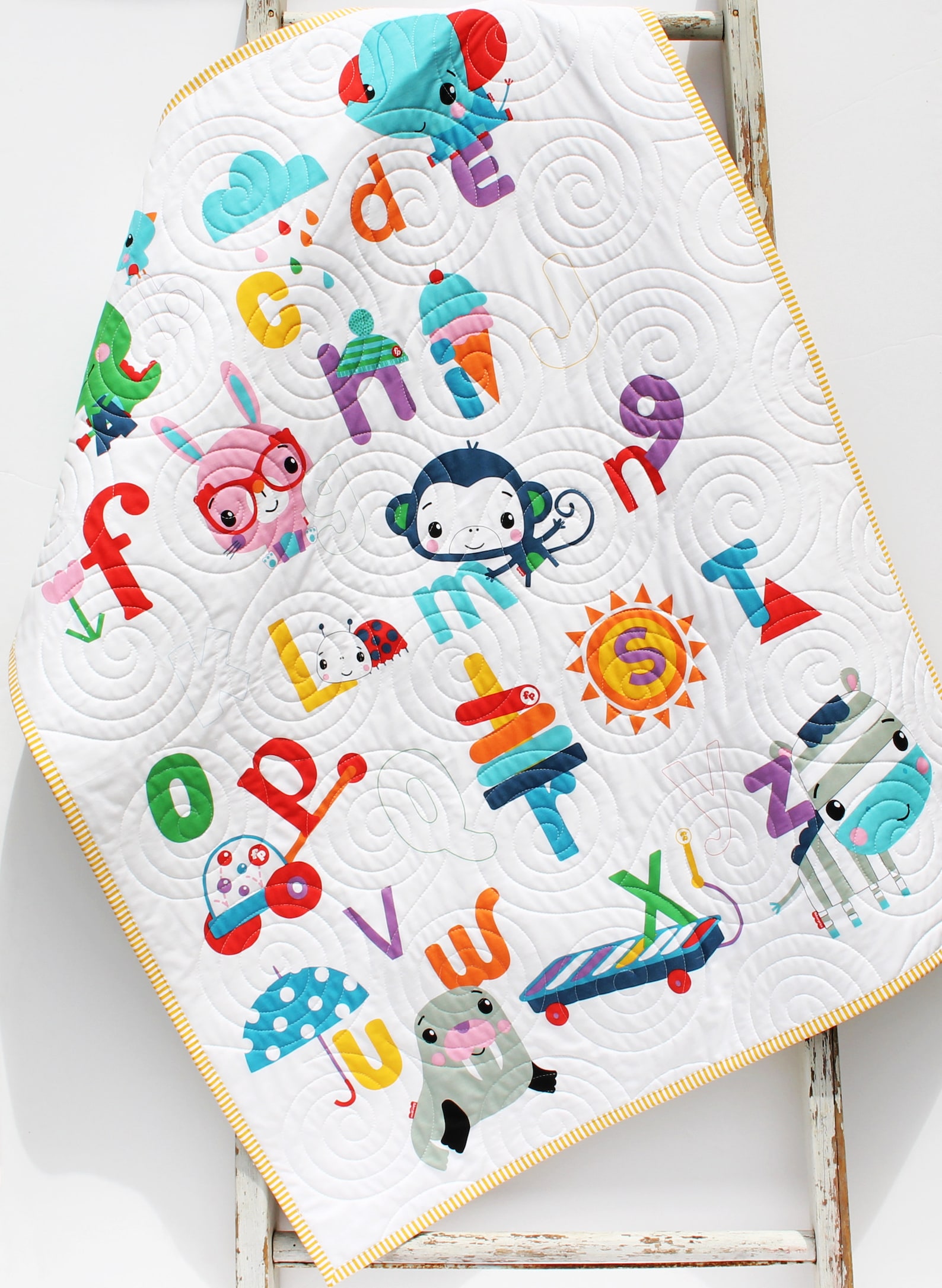 Alphabet Baby Quilt Letter Abcs Baby Gift Crib Blankets Newborn Nursery ...