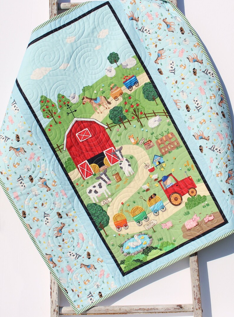 Farm Quilt Barnyard Animals Baby Blanket Boy or Girl Ranch Country ...
