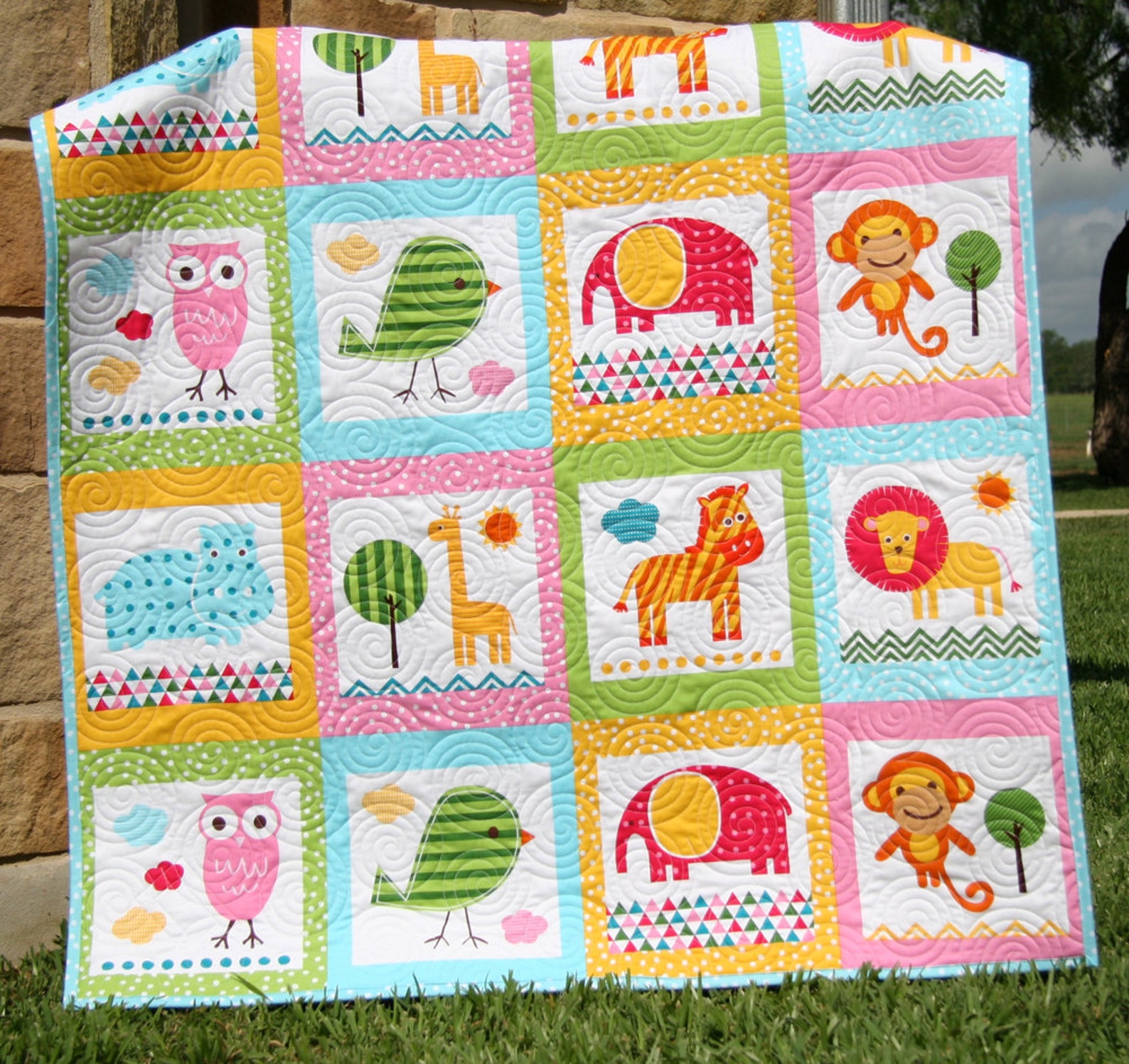 LAST ONE Animal Baby Quilt Patchwork Safari Zoo Jungle - Etsy