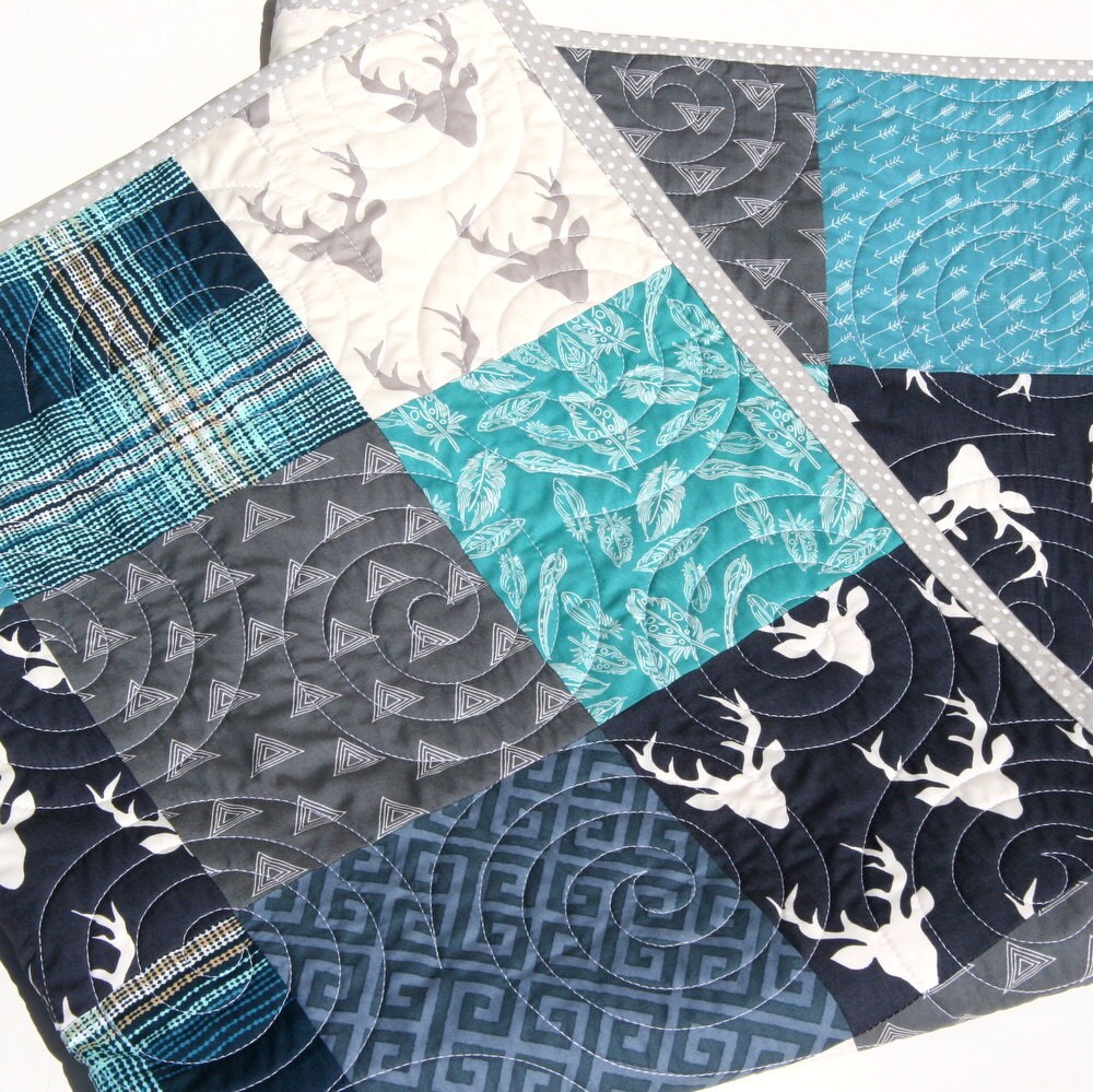 Woodland Baby Quilts Deer Head Baby Quilt Antler Baby | Etsy