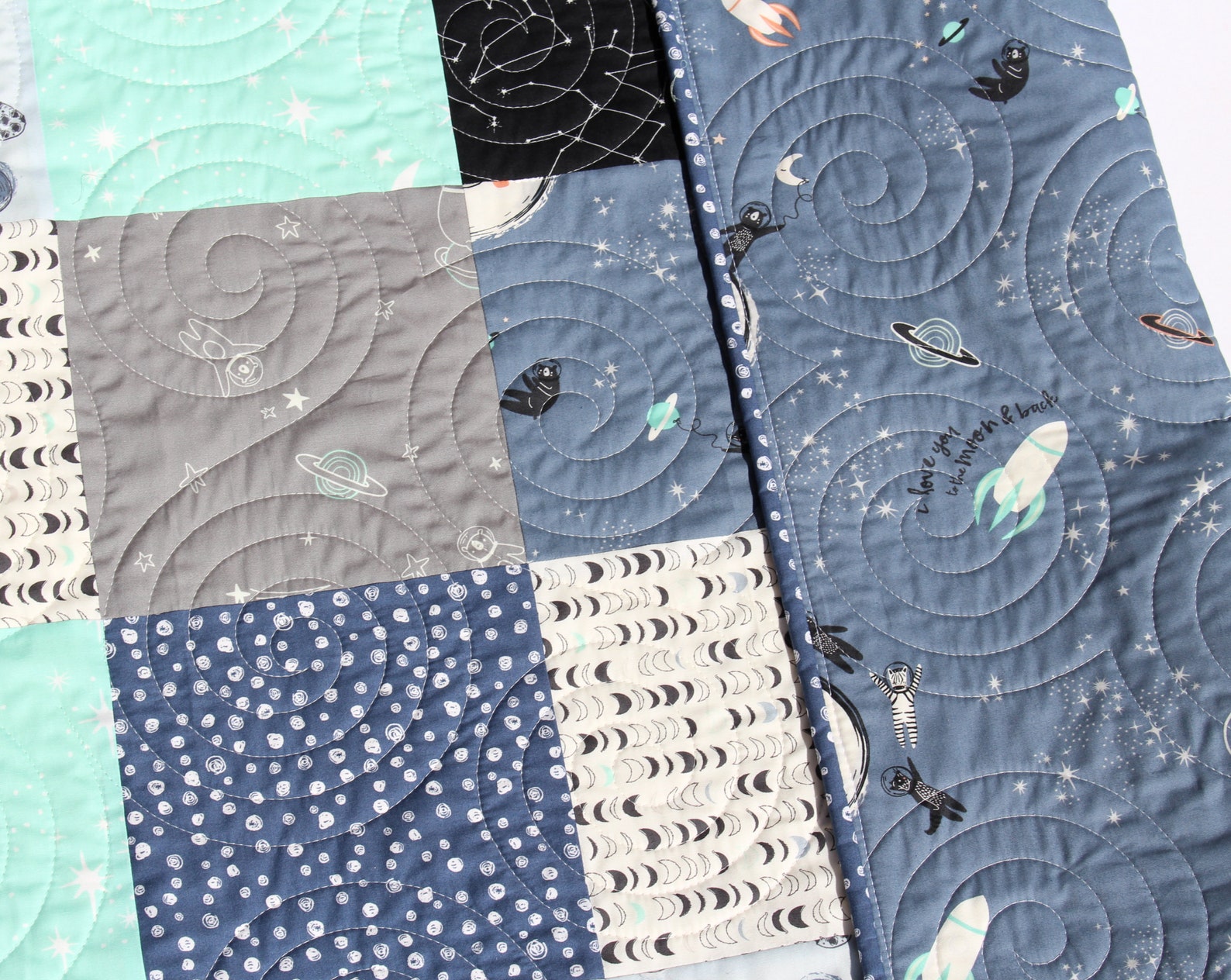 Space Nursery Quilt Bedding Baby Boy Blanket Gift Ideas Stargazer ...