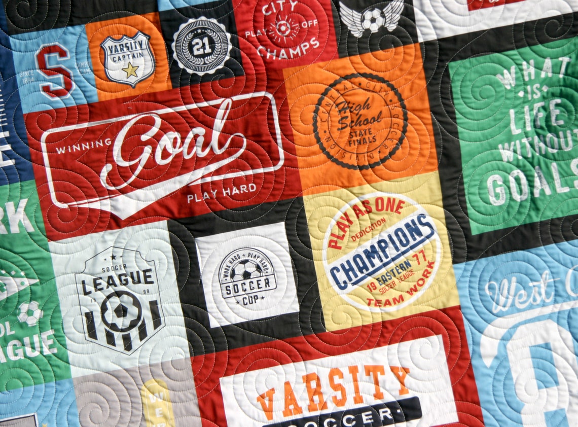 Soccer Quilt Gift for Him Patchwork Blanket Adult Minky - Etsy