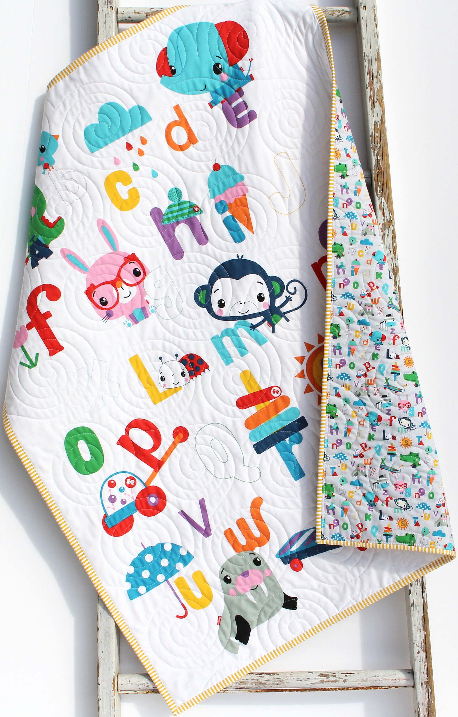 Alphabet Baby Quilt Letter Abcs Baby Gift Crib Blankets Newborn Nursery ...
