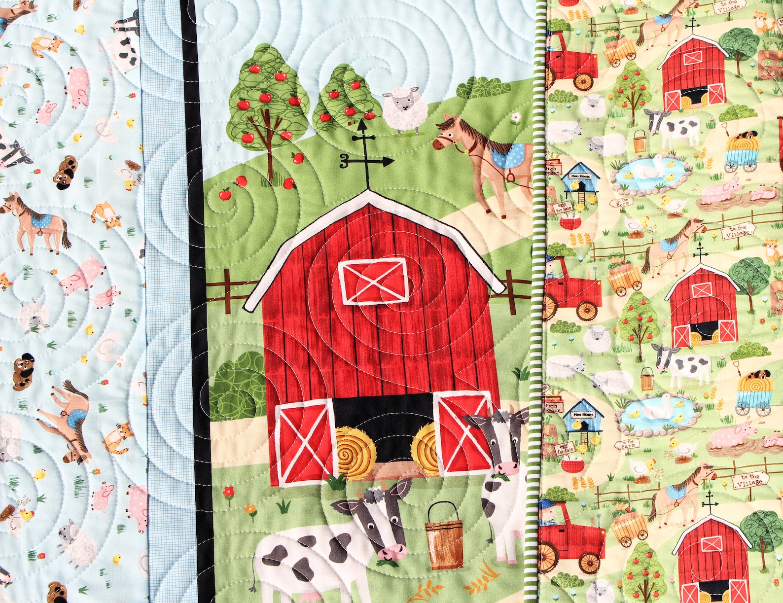 Farm Quilt Barnyard Animals Baby Blanket Boy or Girl Ranch Country ...