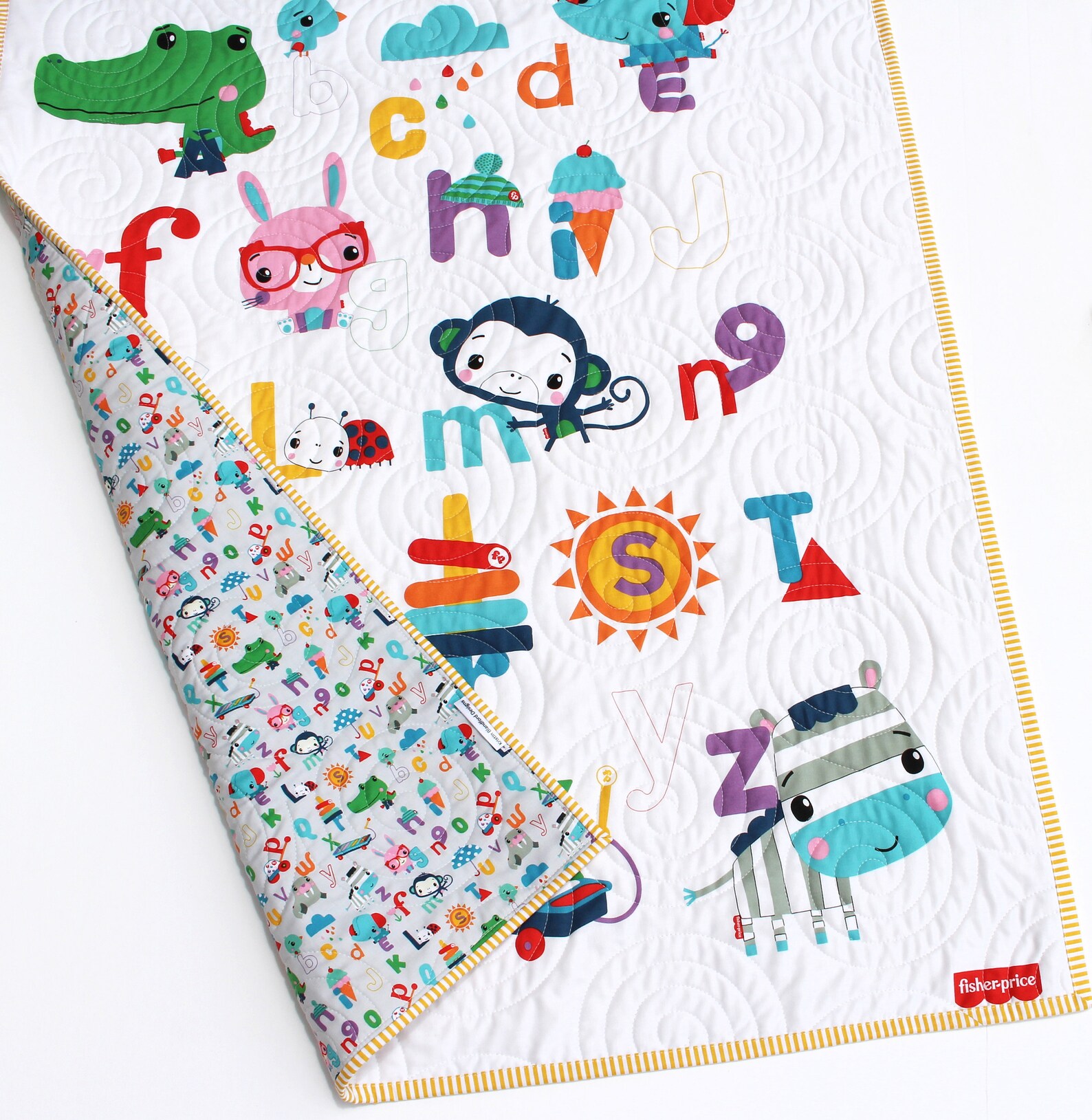 Alphabet Baby Quilt Letter Abcs Baby Gift Crib Blankets Newborn Nursery ...