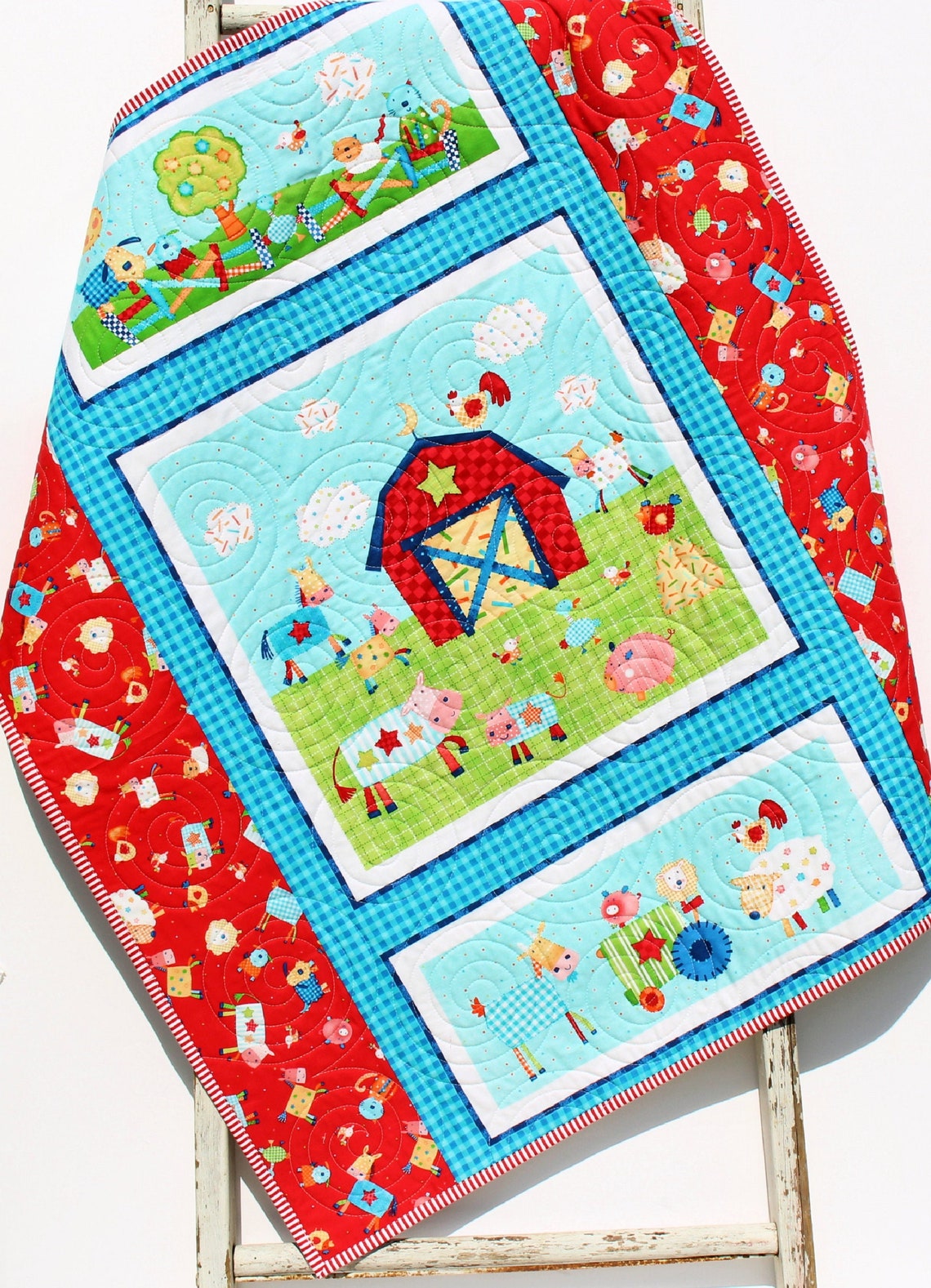 Barnyard Farm Quilt Animals Baby Blanket Boy or Girl Ranch - Etsy