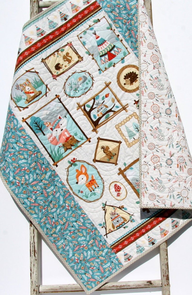 Quilt Woodland Baby Quilt Nursery Decor Nature Outdoors | Etsy