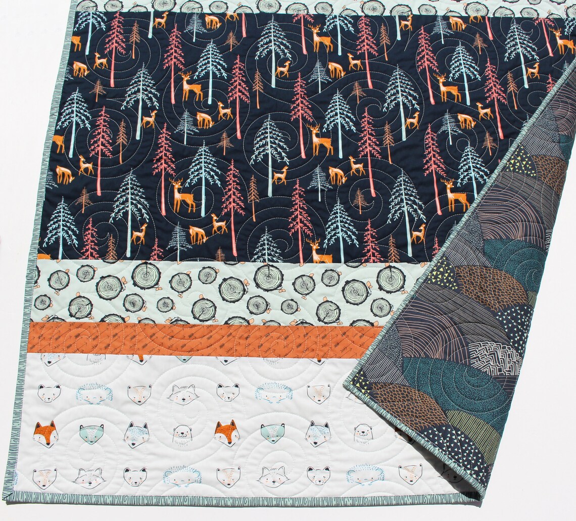Little Forester Quilt Baby Bedding Animal Crib Quilt Toddler Woodland ...