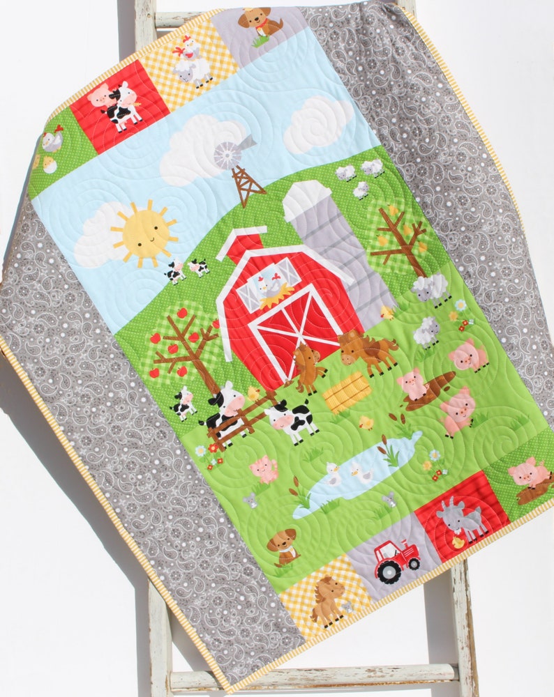Barnyard Animals Quilt Farm Baby Blanket Boy or Girl Ranch Animals ...