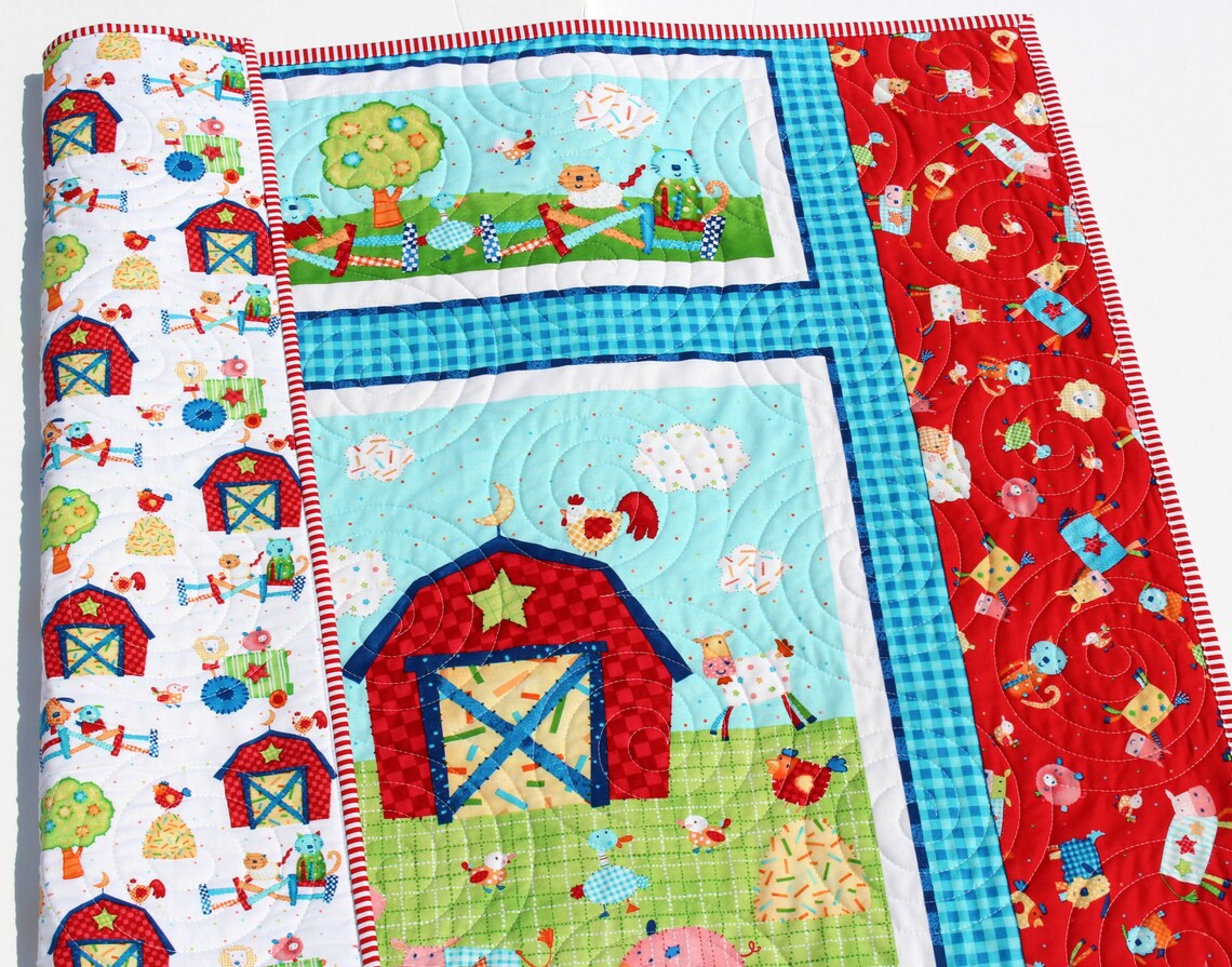 Barnyard Farm Quilt Animals Baby Blanket Boy or Girl Ranch - Etsy