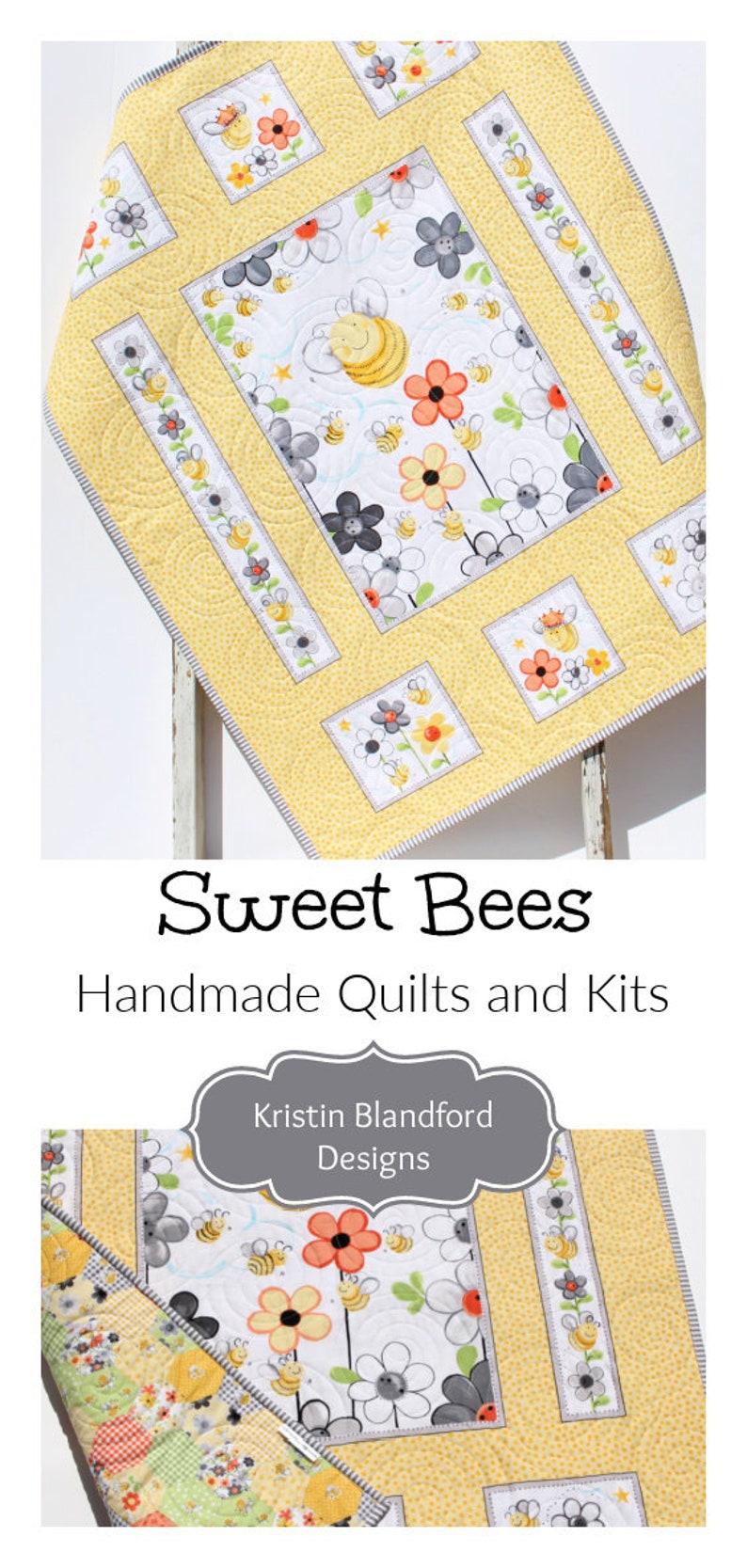Baby Quilt Bee Baby Blanket Honeybee Floral Bedding Gender Neutral ...