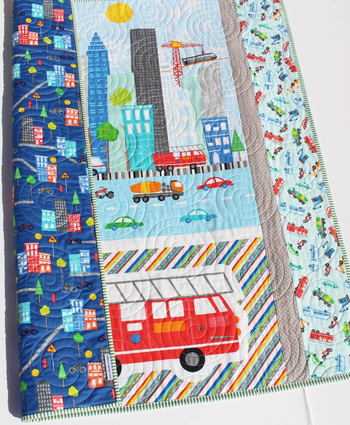 Transportation Quilt Boy Baby Blanket Cars Trucks Construction Nursery ...