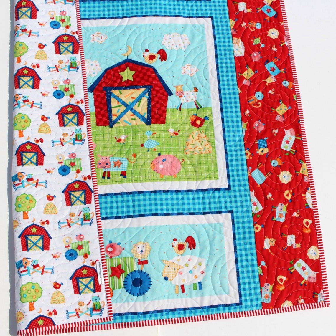 Barnyard Farm Quilt Animals Baby Blanket Boy or Girl Ranch - Etsy