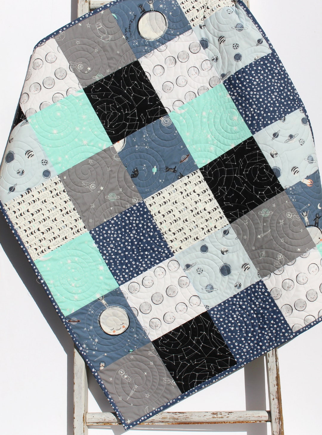 Space Nursery Quilt Bedding Baby Boy Blanket Gift Ideas Stargazer ...